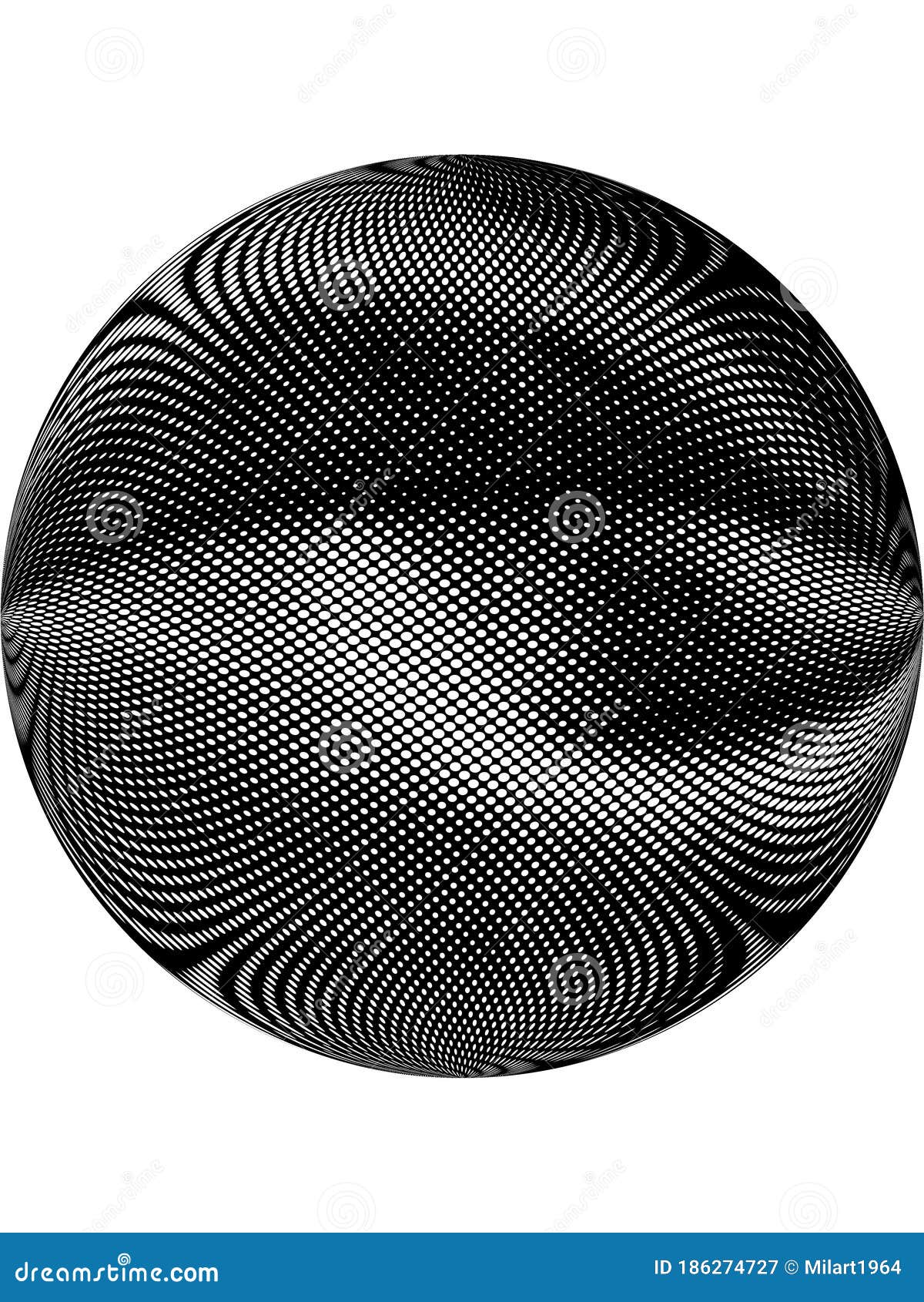 Abstract Black and White Dotted Sphere. Stock Illustration ...