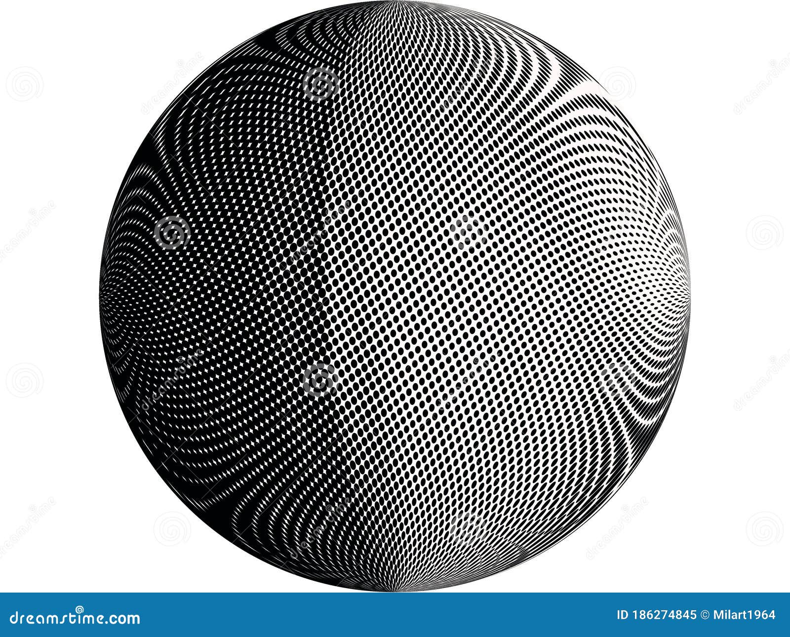 Abstract Black and White Dotted Sphere. Stock Illustration ...