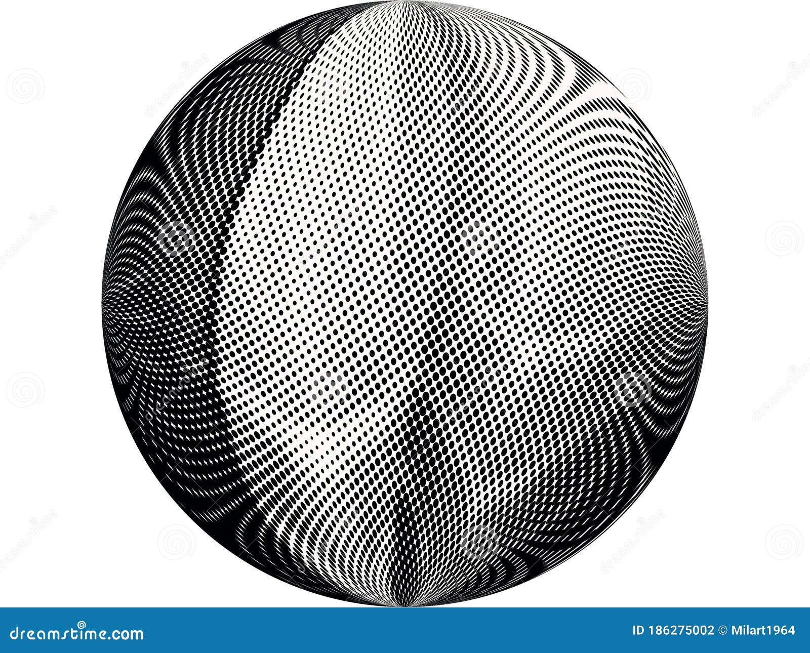Abstract Black and White Dotted Sphere. Stock Illustration ...