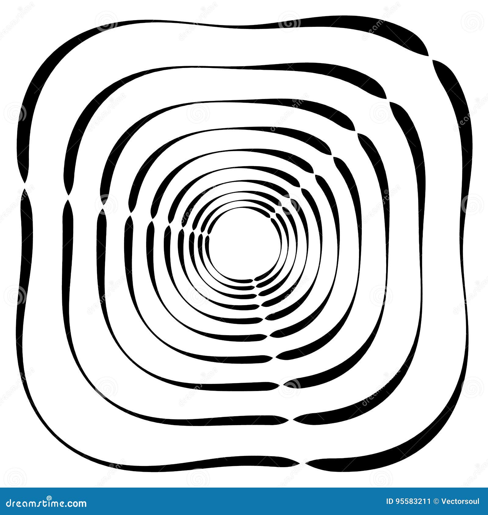 Abstract Black and White Element with Distortion. Geometric Shape Stock ...