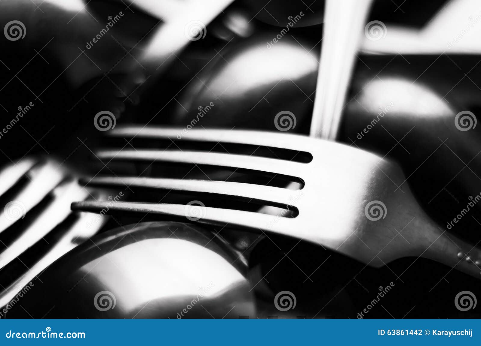 Abstract Black and White Forks Stock Photo - Image of closeup ...