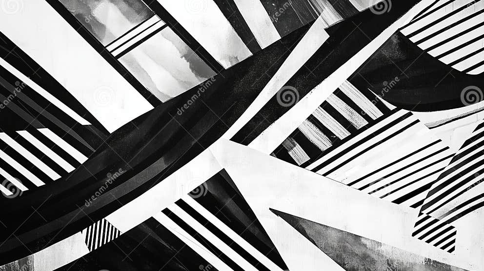 Abstract Black and White Geometric Patterns Create Dynamic Visual ...