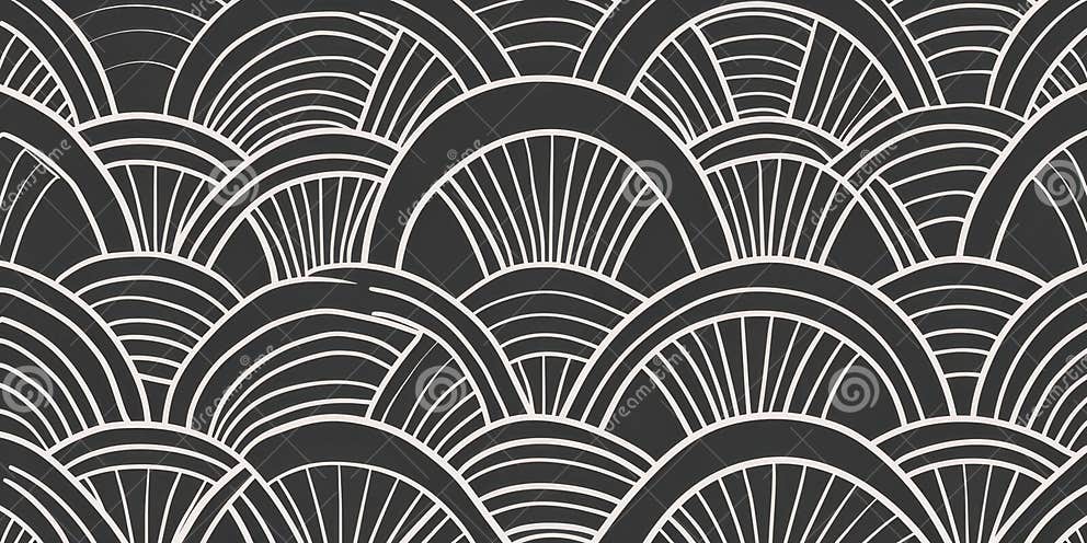Abstract Black and White Geometric Wave Pattern with Arches Stock ...