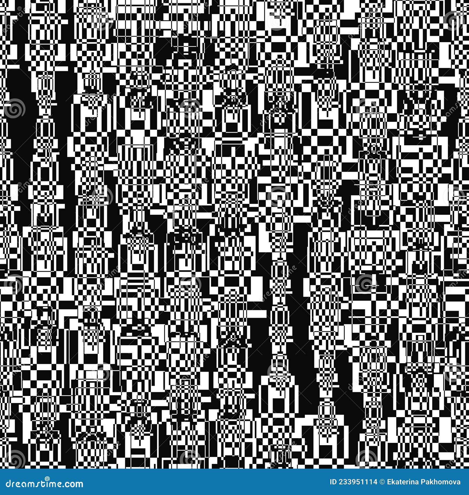 Abstract Black and White Glitch Seamless Pattern. Geometric Background ...