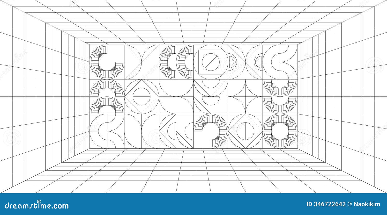 Abstract Black White Grid Lines. Perspective Rectangle Background ...