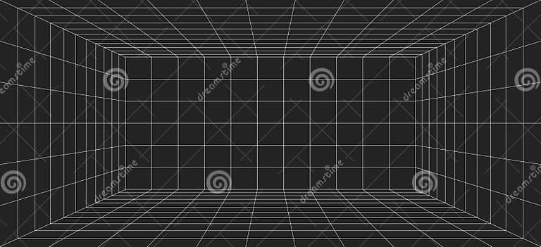 Abstract Black White Grid Lines. Perspective Rectangle Background. 3d ...