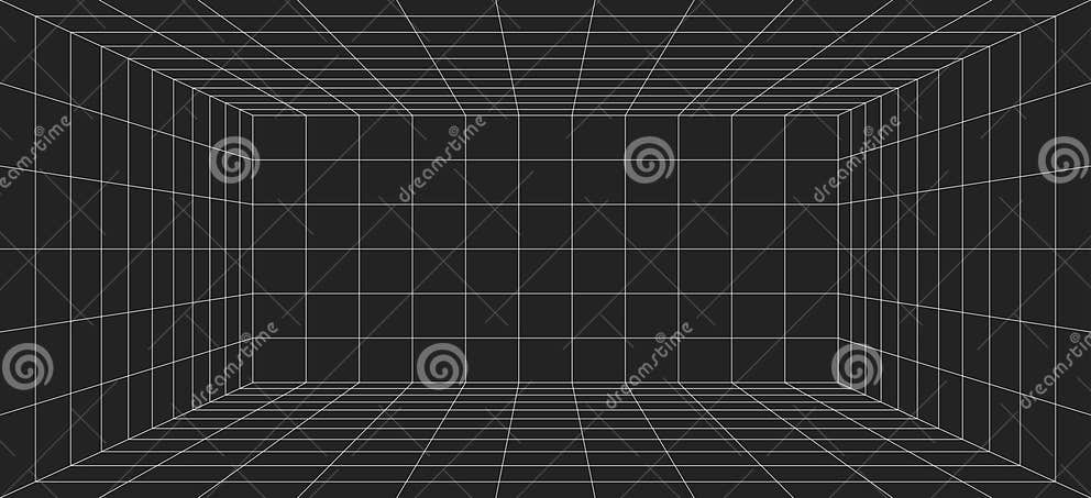Abstract Black White Grid Lines. Perspective Rectangle Background. 3d ...