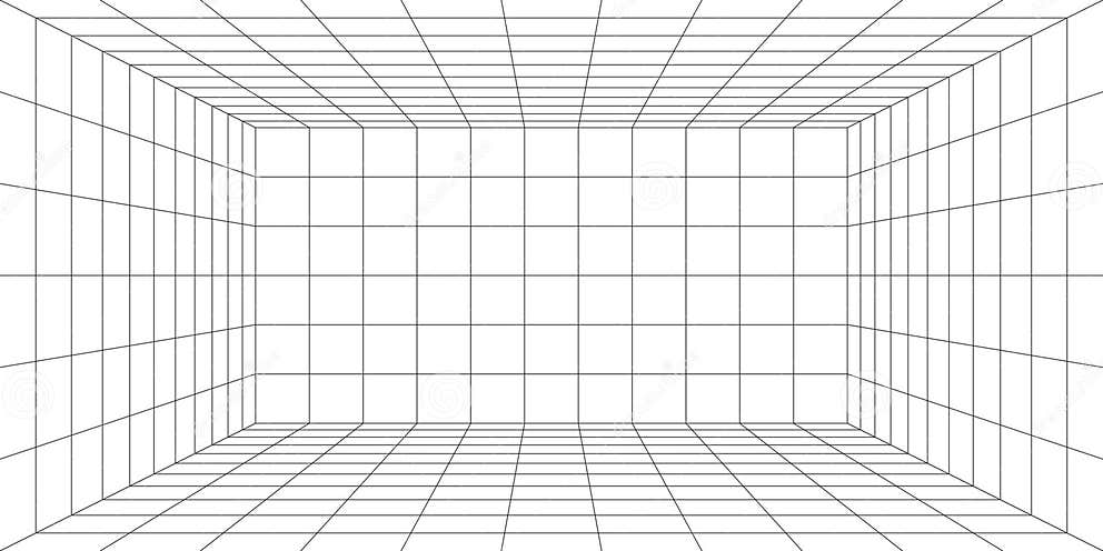 Abstract Black White Grid Lines. Perspective Rectangle Background. 3d ...