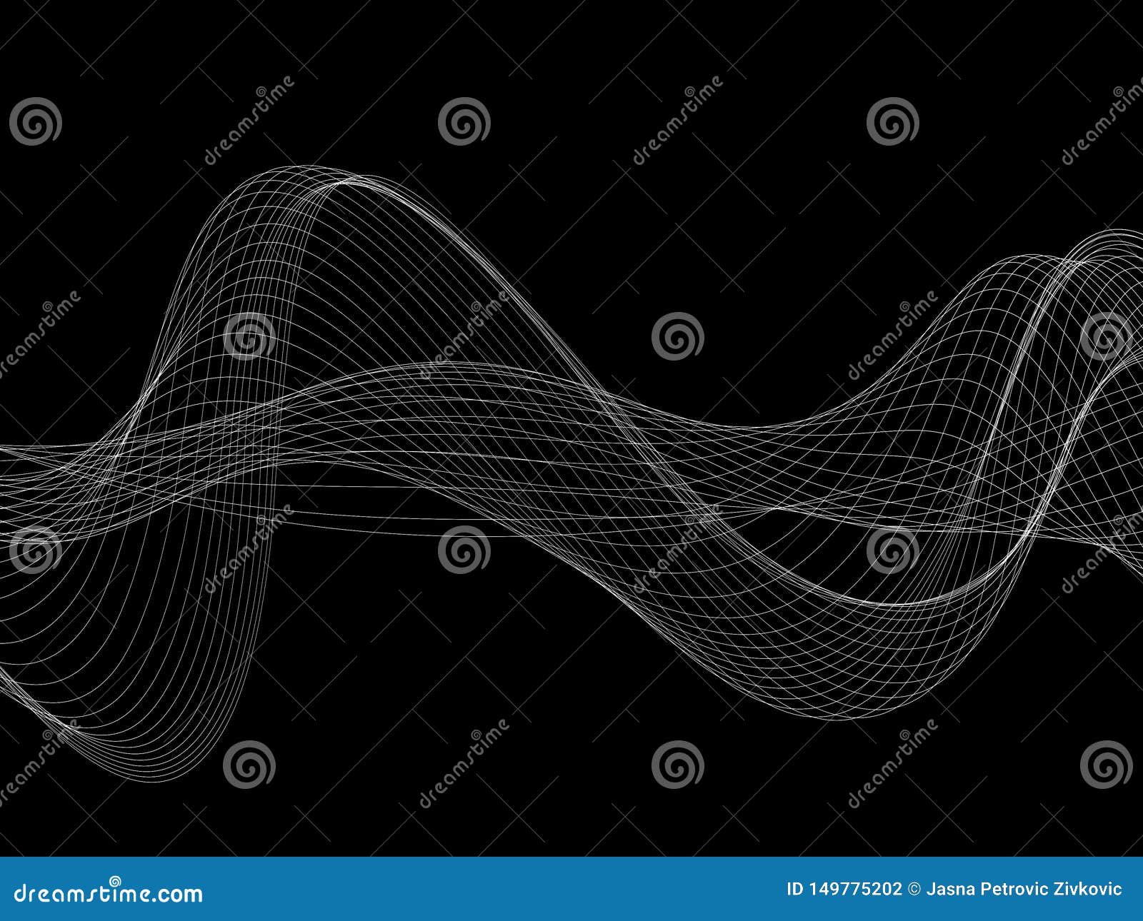 Abstract Black and White Grid Wave Line Stock Illustration ...