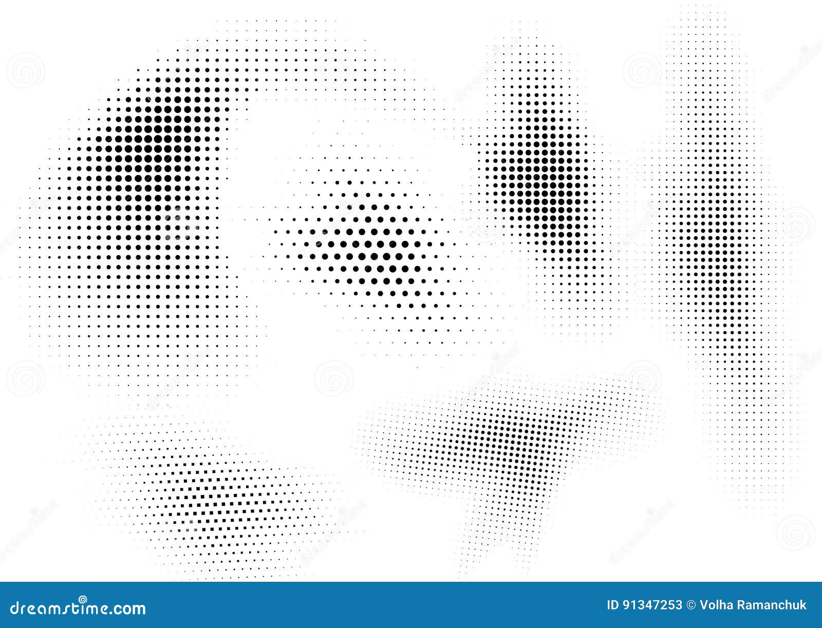An Abstract Black and White Halftone Shapes Stock Illustration ...