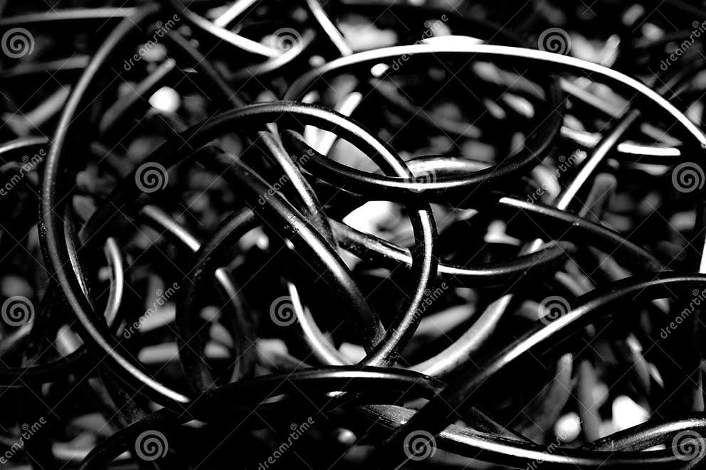 Abstract Black and White Image of Entangled Cables Creating a Complex ...
