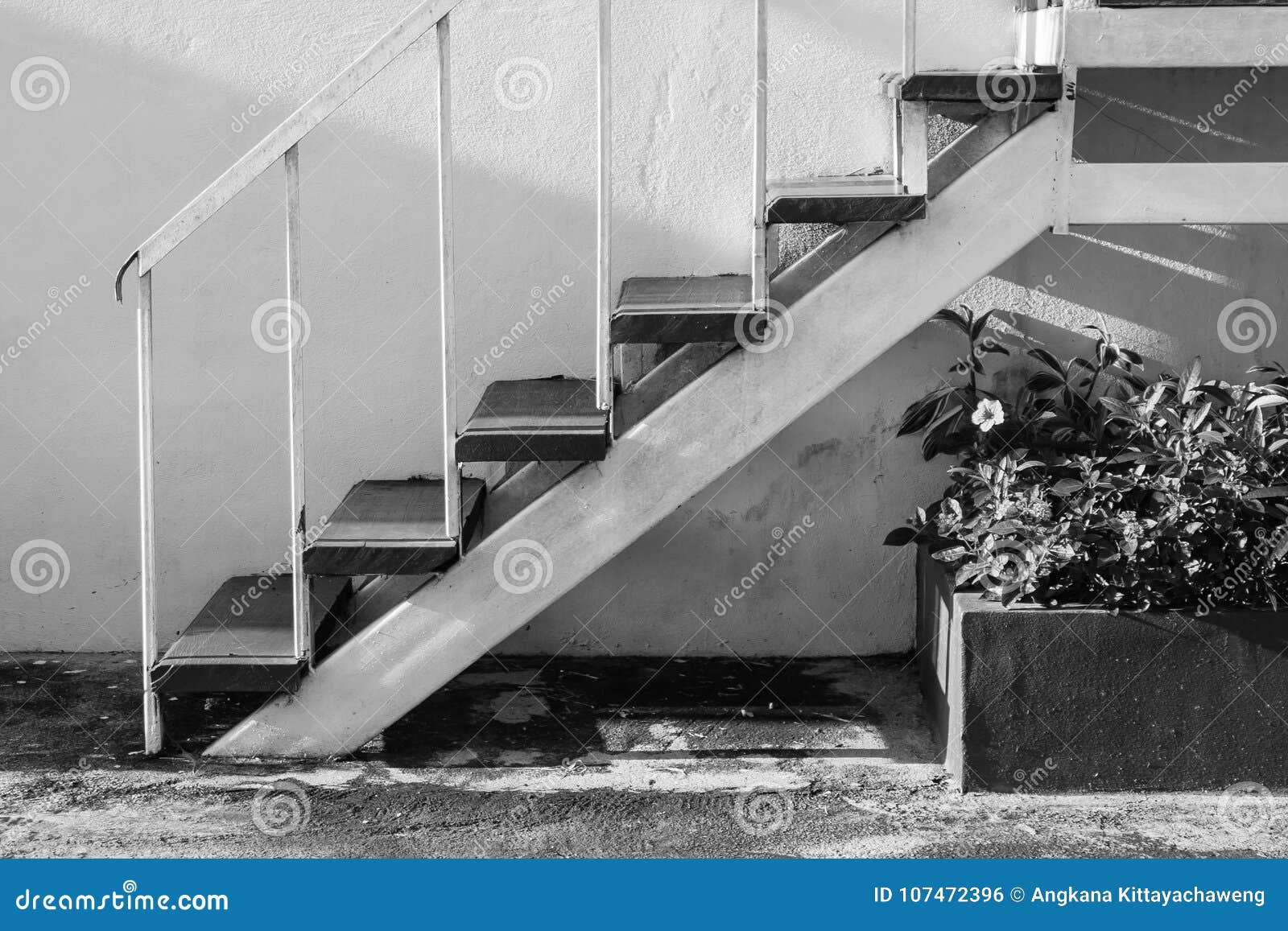 Abstract Black and White Image Side View White Small Ladder Going Up ...