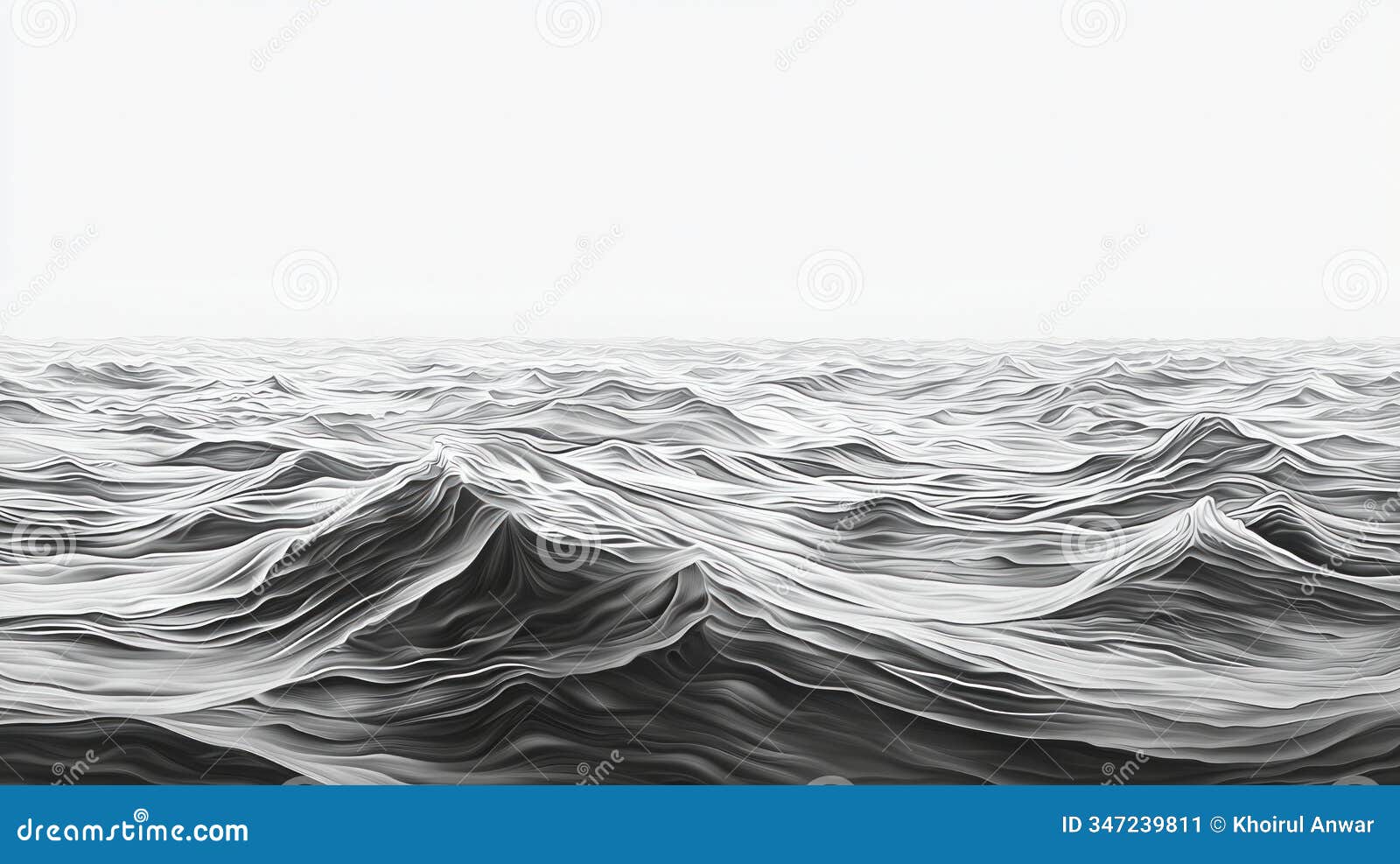 Abstract Black White Image of Stylized Ocean Waves Stock Illustration ...