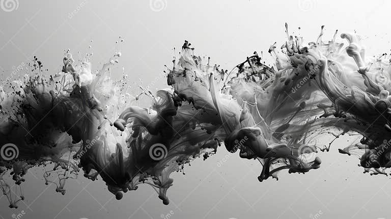 Abstract Black and White Ink Flow Art Generative AI Stock Illustration ...