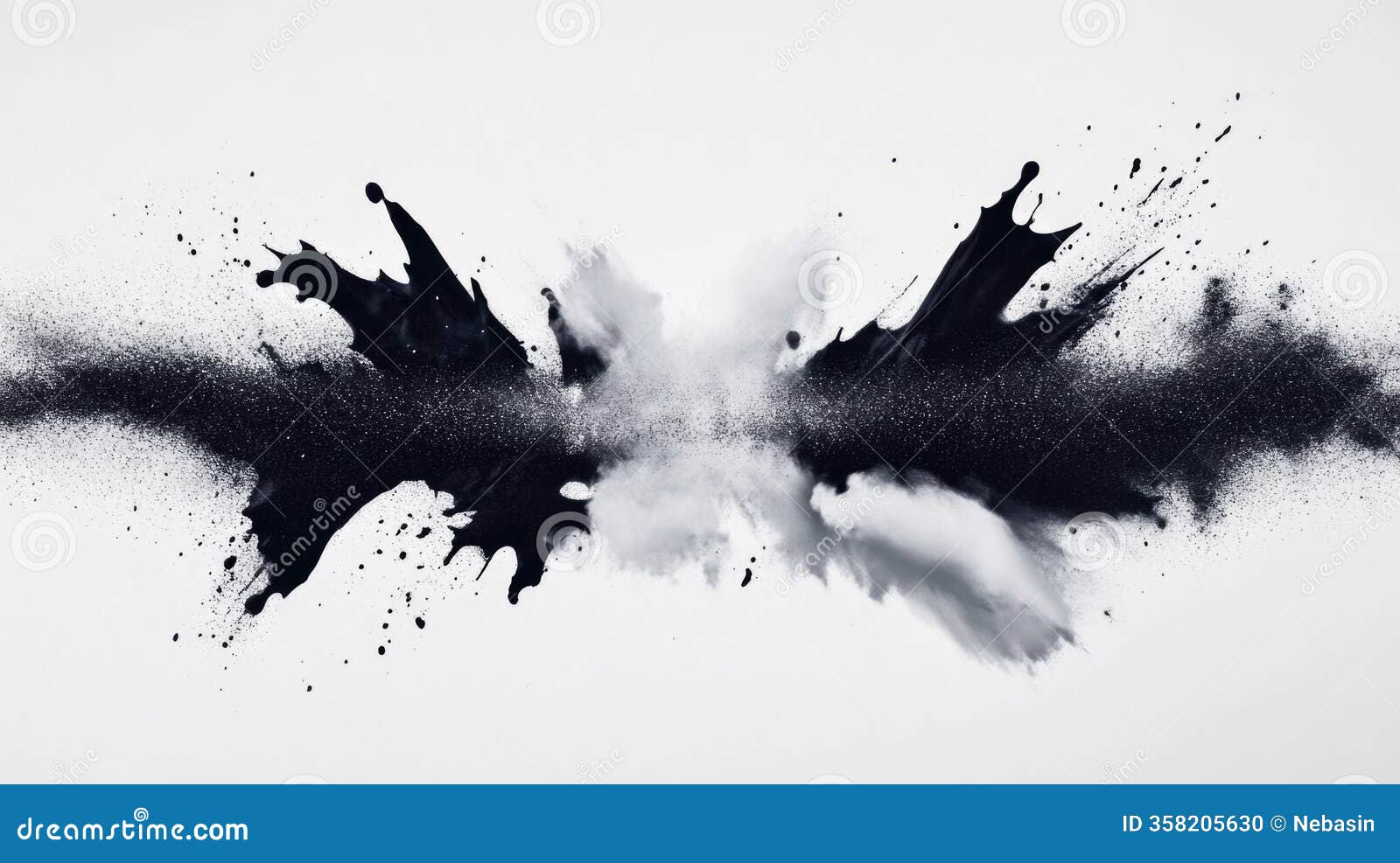 Abstract Black and White Ink Splash Art with Symmetrical Design Stock ...