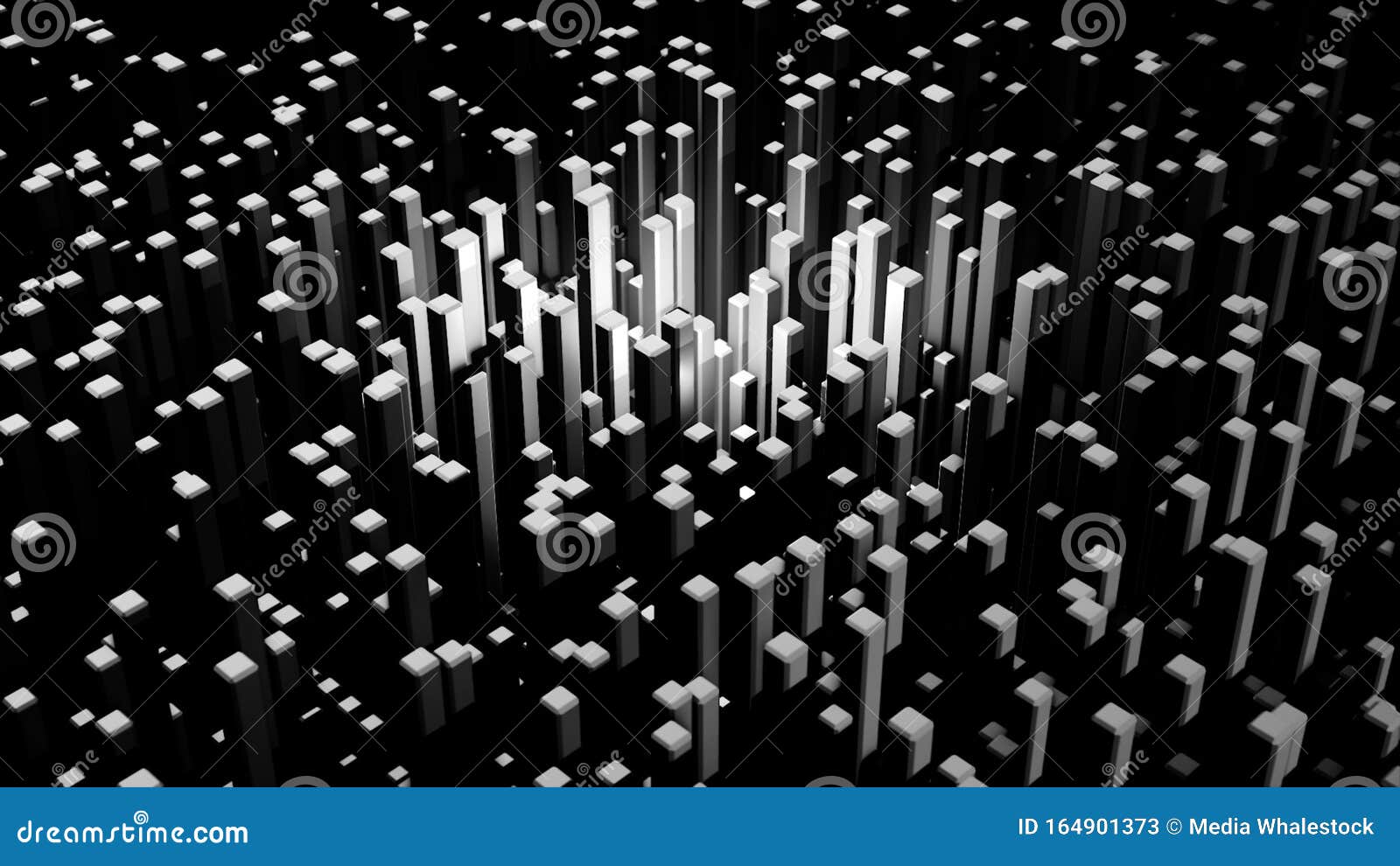 Abstract Black and White Model of Complex Shape. Animation. Monochrome ...