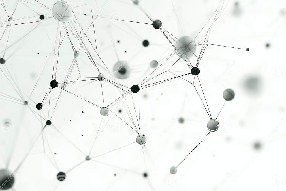 Abstract Black and White Molecular Network Design on a White Background ...