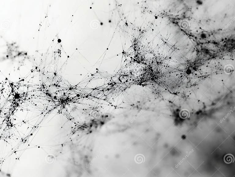 Abstract Black and White Network Illustration on White Background ...