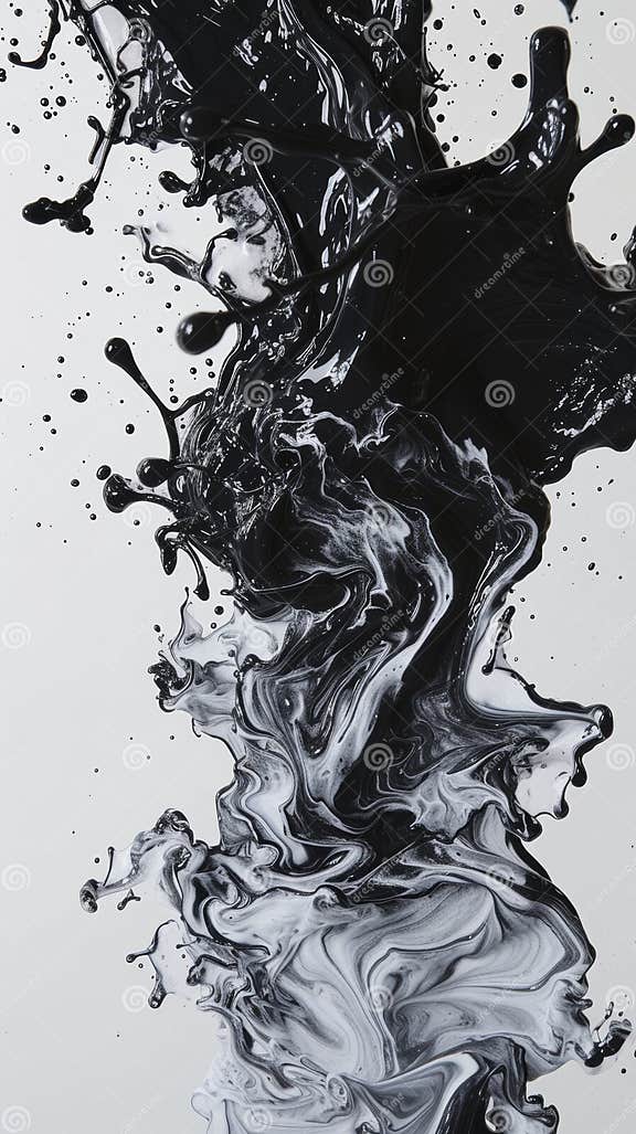 Abstract Black and White Paint Splash on White Background Stock Photo ...