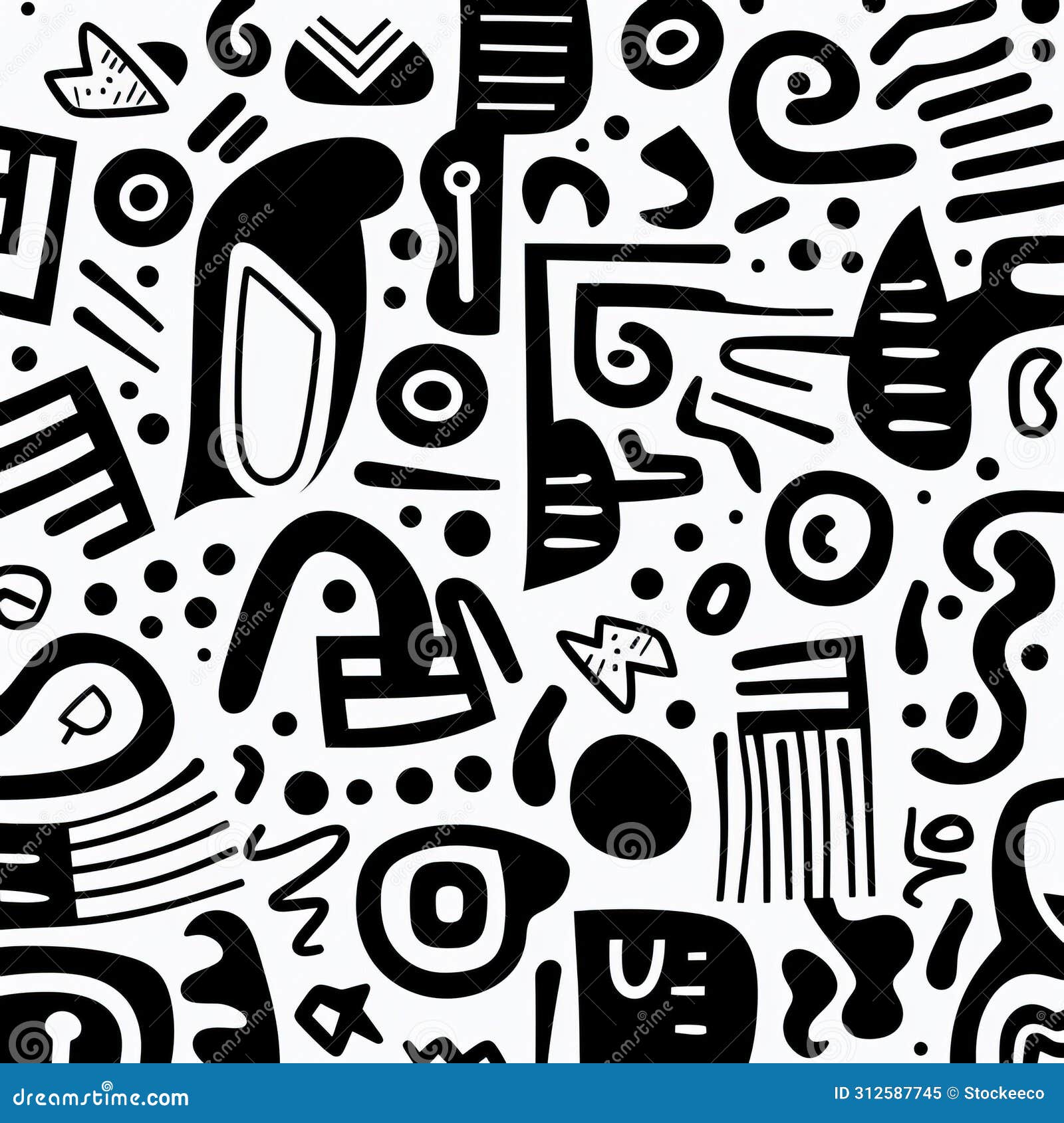 Abstract Black and White Pattern with Afro-colombian Themes Stock ...