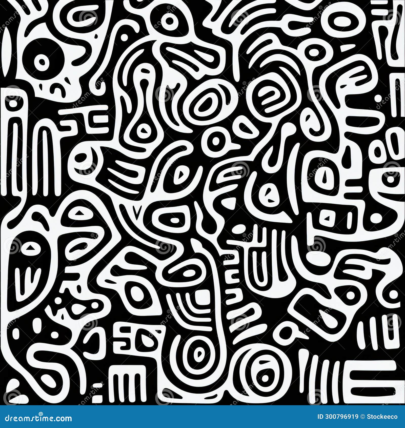 Abstract Black and White Pattern with Distorted Human Figures Stock ...