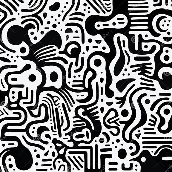 Abstract Black and White Pattern with Distorted Human Figures Stock ...