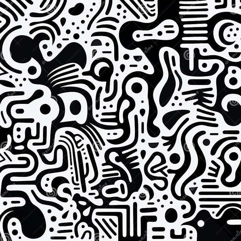 Abstract Black and White Pattern with Distorted Human Figures Stock ...