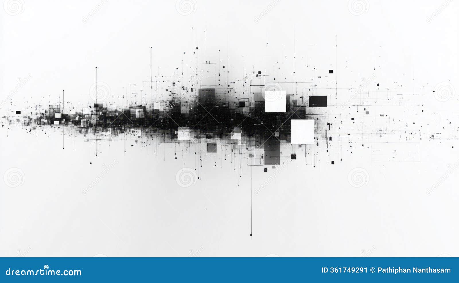 Abstract Black and White Pixelated Explosion on White Background Stock ...