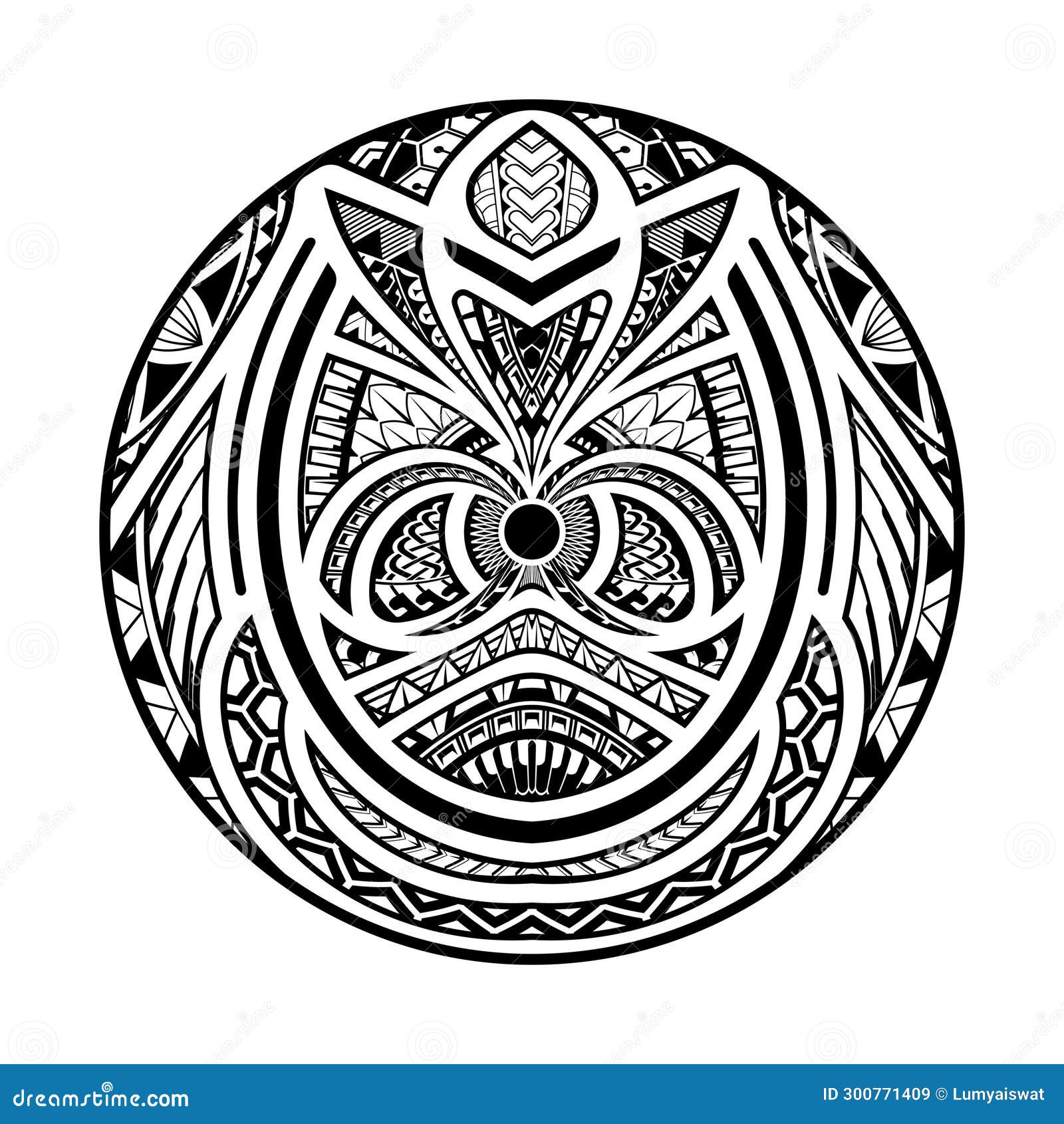Abstract Black and White Polynesian Tattoo Vector Stock Illustration ...