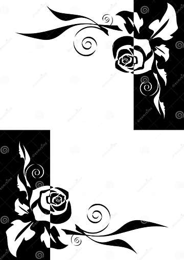 Abstract Black and White Roses Corners Stock Vector - Illustration of ...