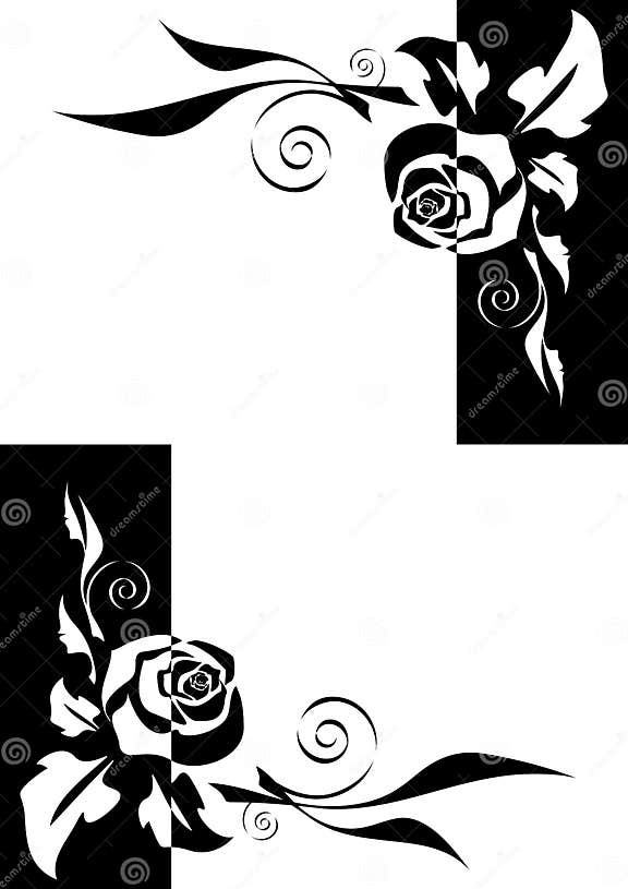 Abstract Black and White Roses Corners Stock Vector - Illustration of ...