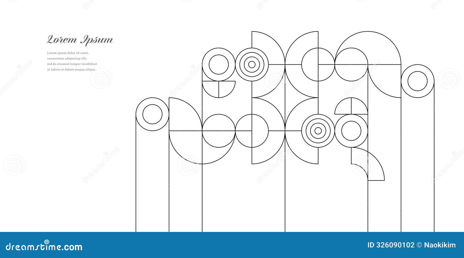 Abstract Black White Round. Geometric Circle Line Background. Retro ...