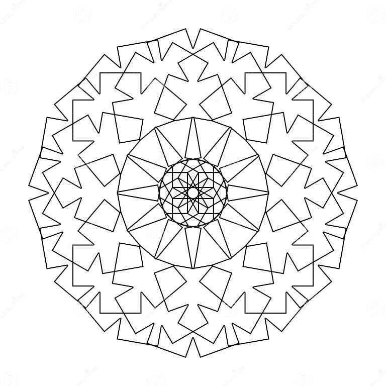 Abstract Black and White Round Pattern Element for Coloring Book Stock ...