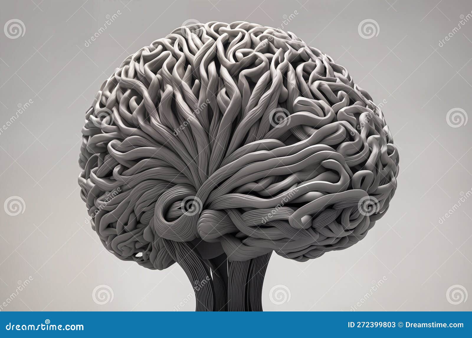 An Abstract Black and White Sculpture or Model of a Human Brain Shaped ...