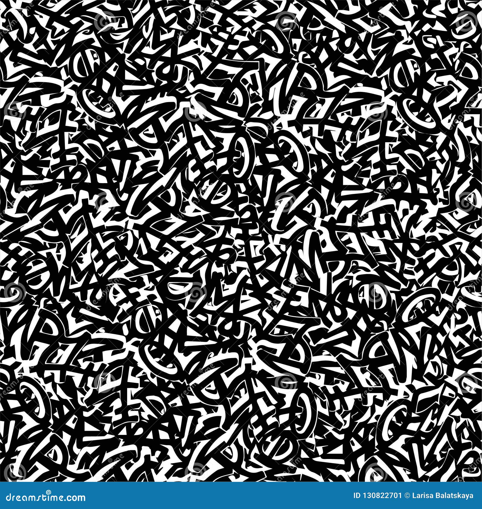 Abstract Black and White Seamless Pattern. Graffiti Style Stock Vector ...