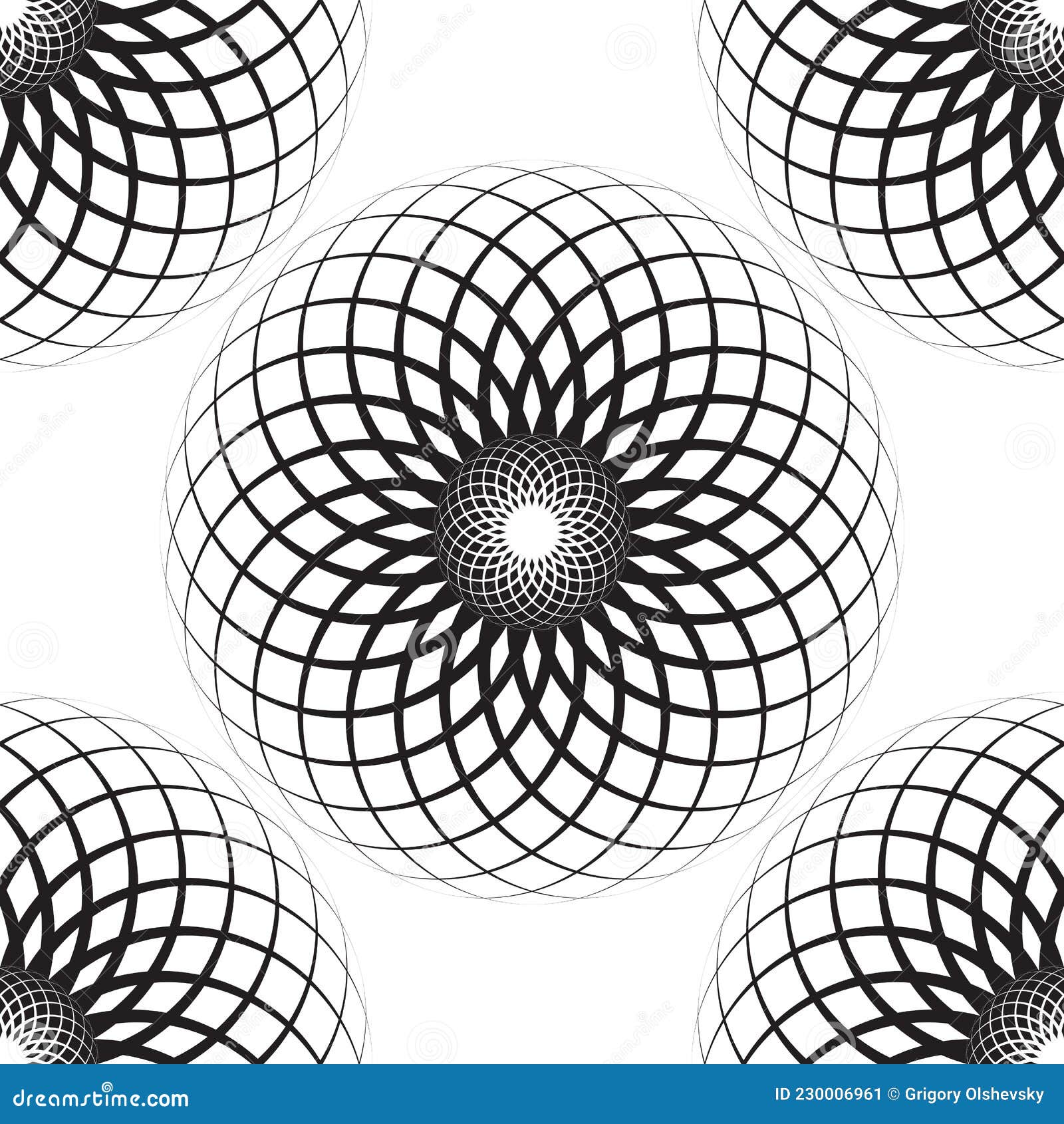 Abstract Black and White Spiral Striped Seamless Background Stock ...