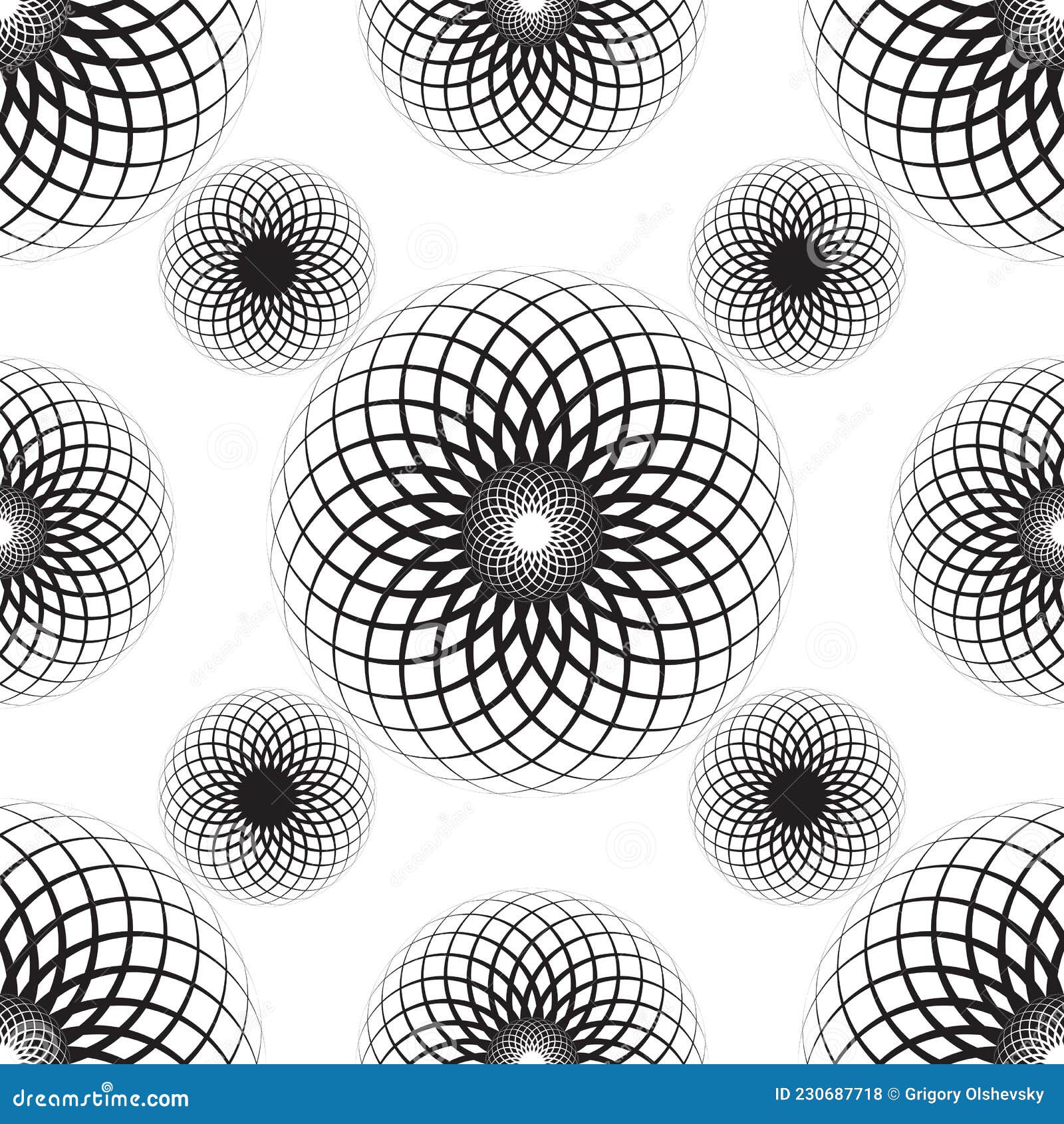 Abstract Black and White Spiral Striped Seamless Background Stock ...