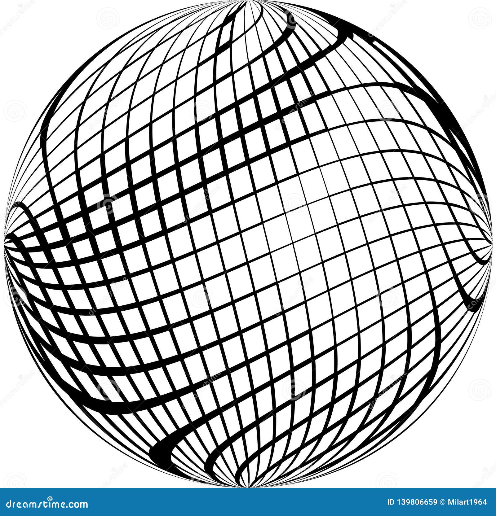 Abstract Black and White Square Sphere. Stock Illustration ...