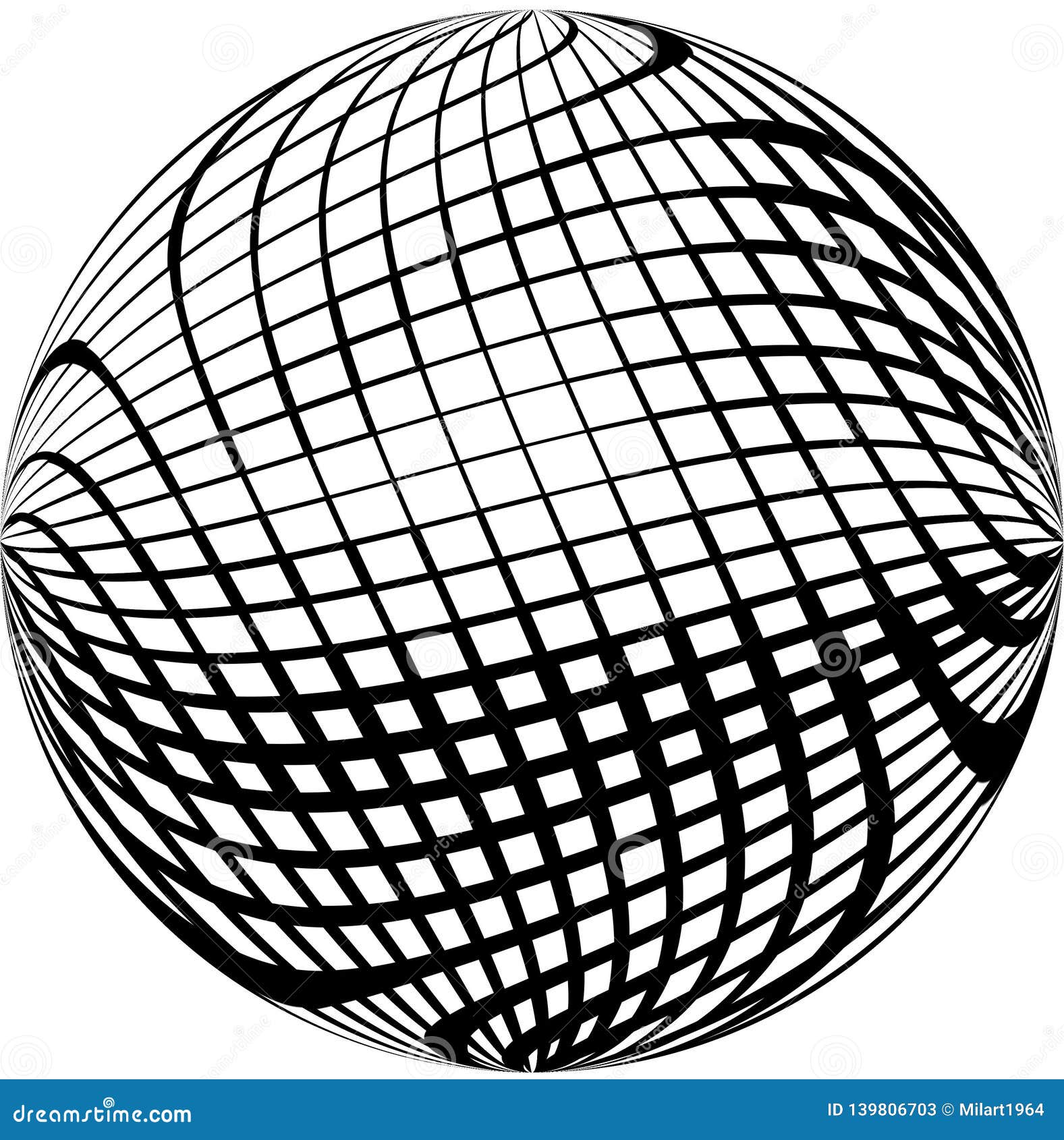 Abstract Black and White Square Sphere. Stock Illustration ...