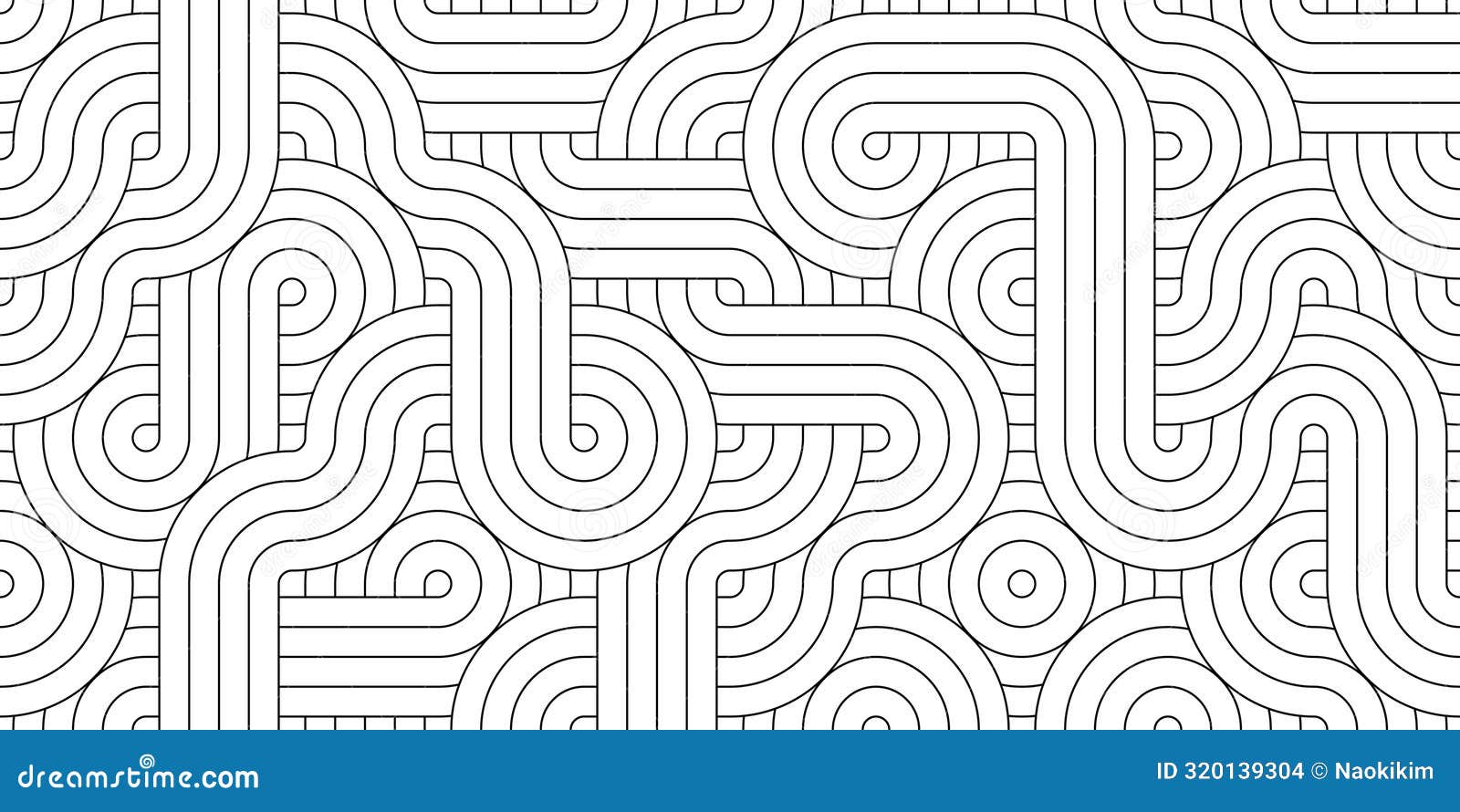 Abstract Black White Stripe Line. Geometric Circle Background. Water ...