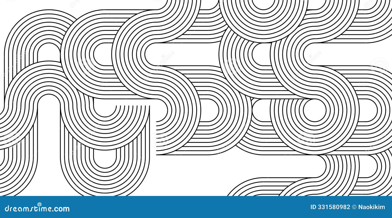 Abstract Black White Stripe Line. Geometric Circle Background. Water ...