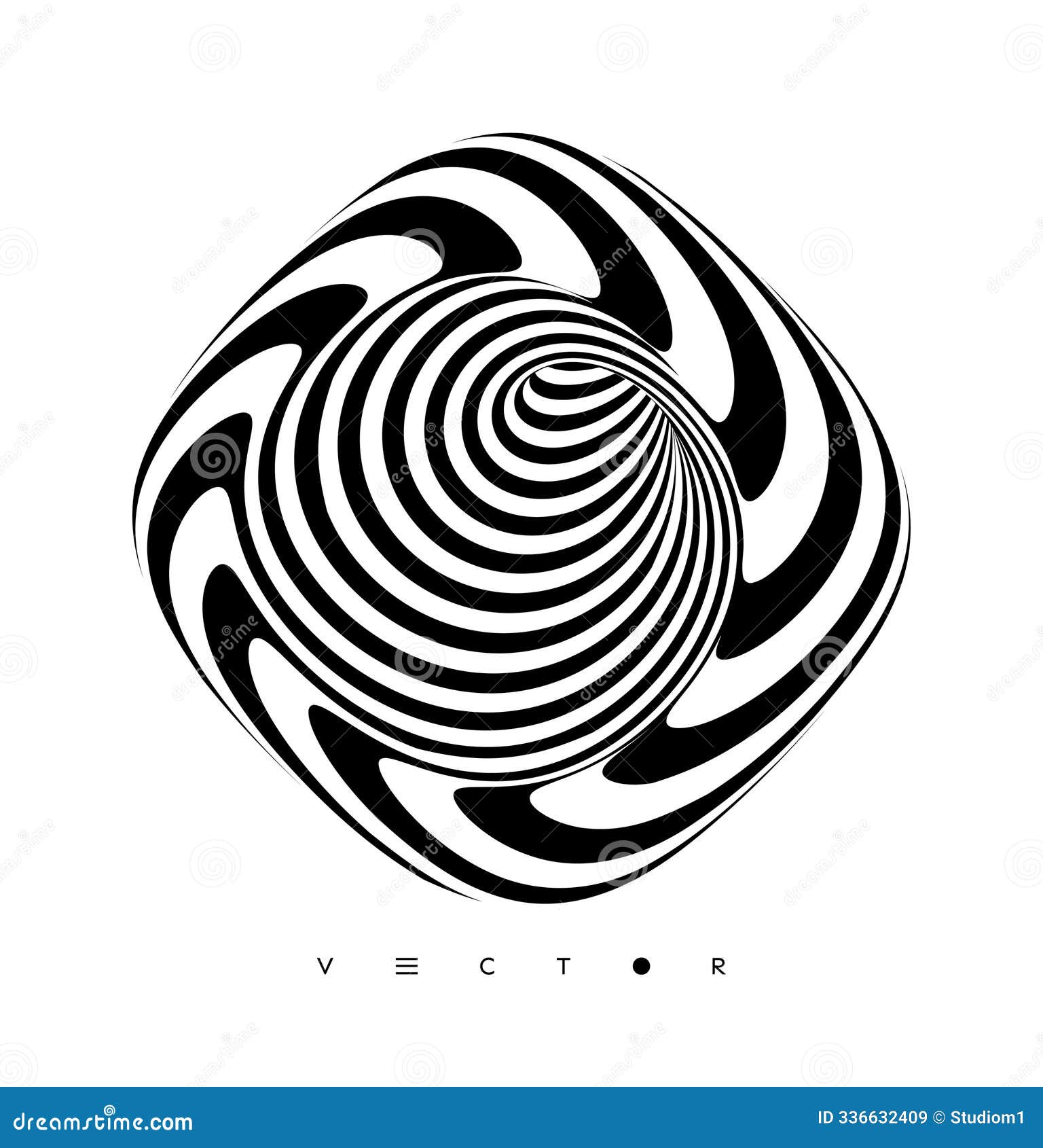 Abstract Black and White Striped Figure. 3d Geometric Design. Optical ...