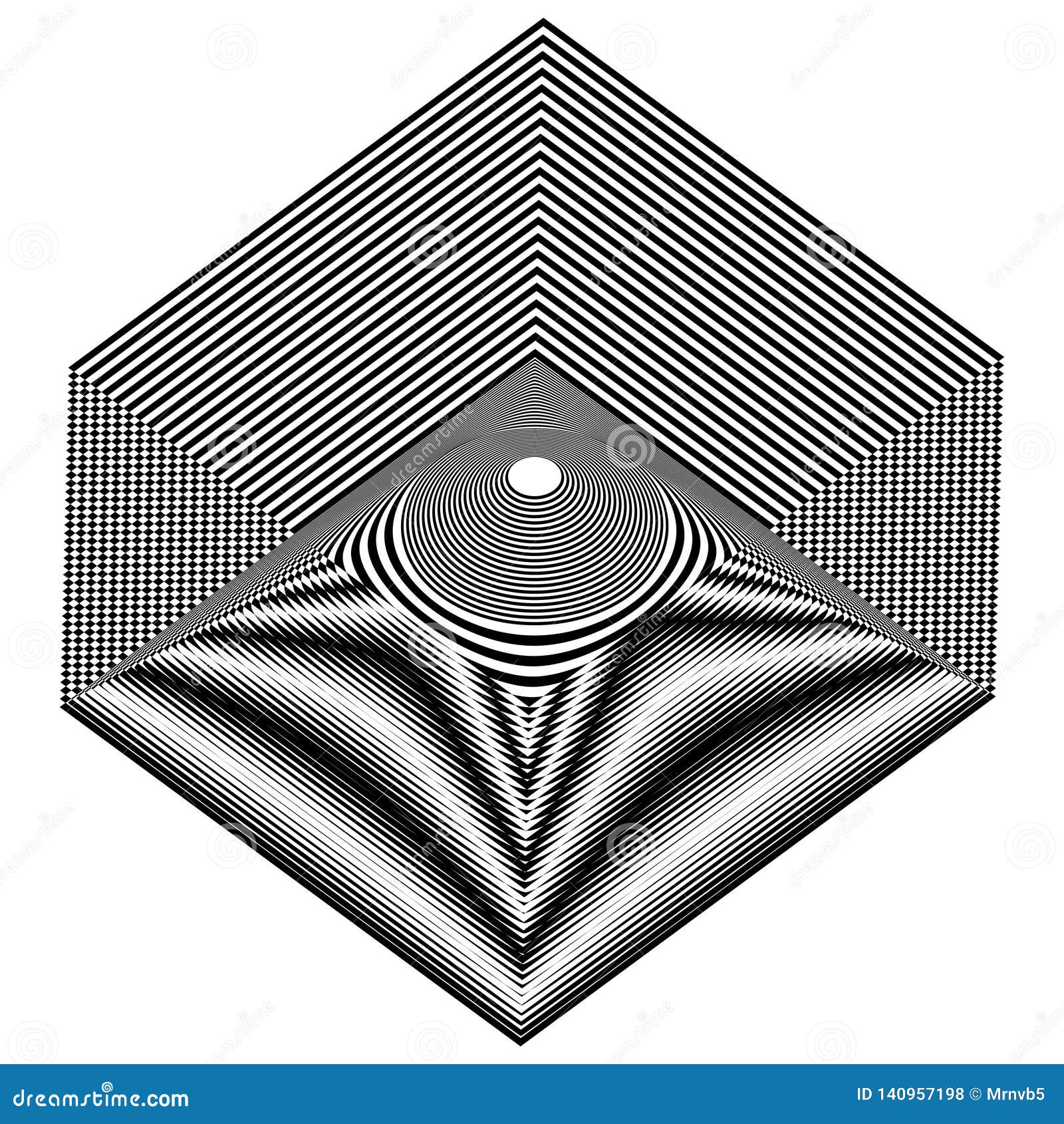 Abstract Black and White Striped Hexagon. Geometric Pattern with Visual ...