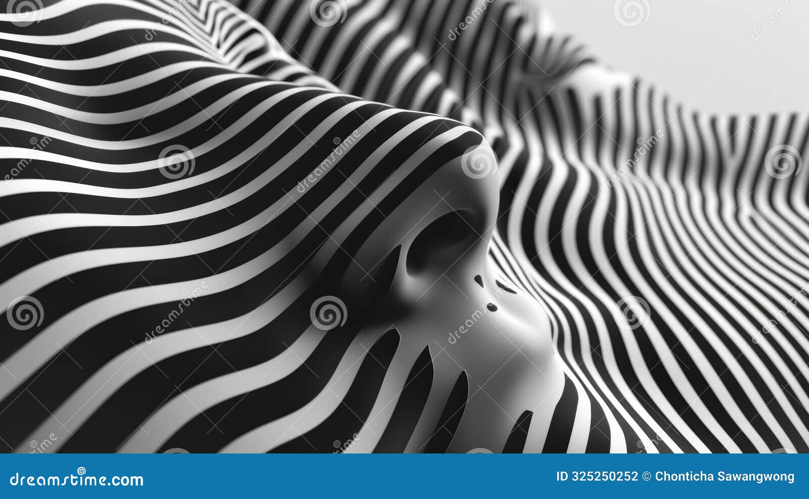 Abstract Black and White Striped Pattern with a Human Nose in the ...
