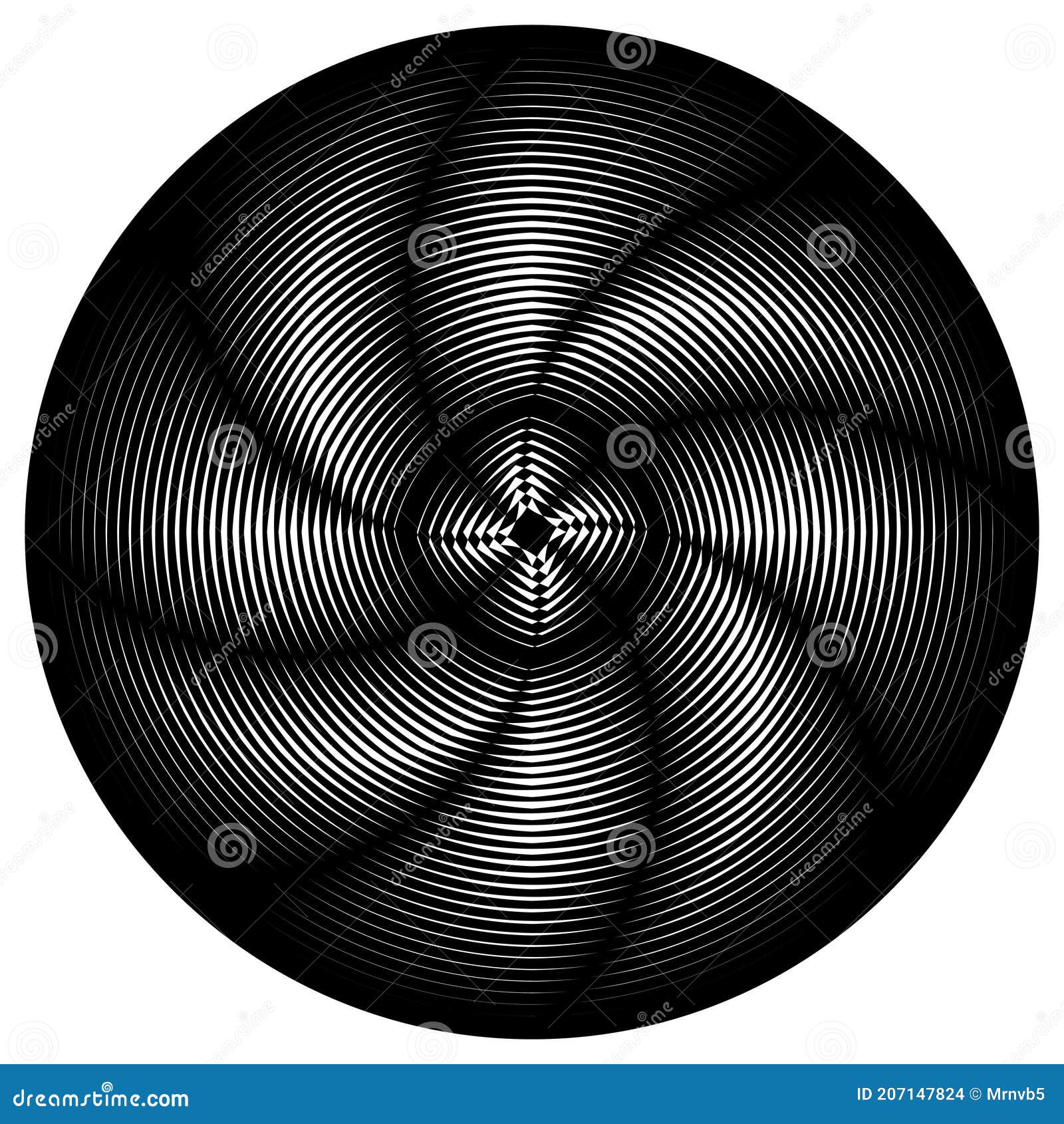 Abstract Black and White Striped Round Object. Geometric Pattern with ...