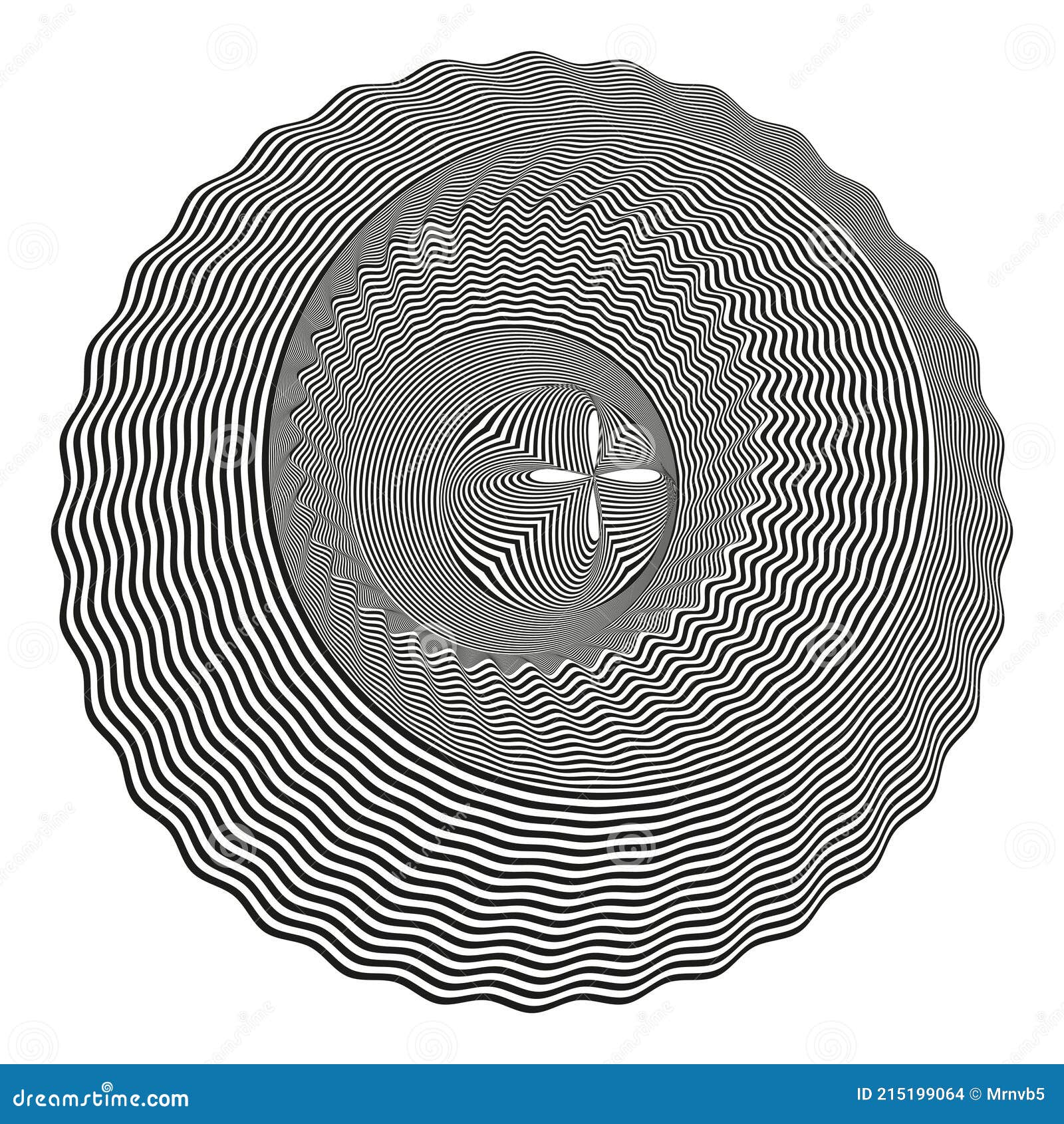 Abstract Black and White Striped Round Object. Geometric Pattern with ...