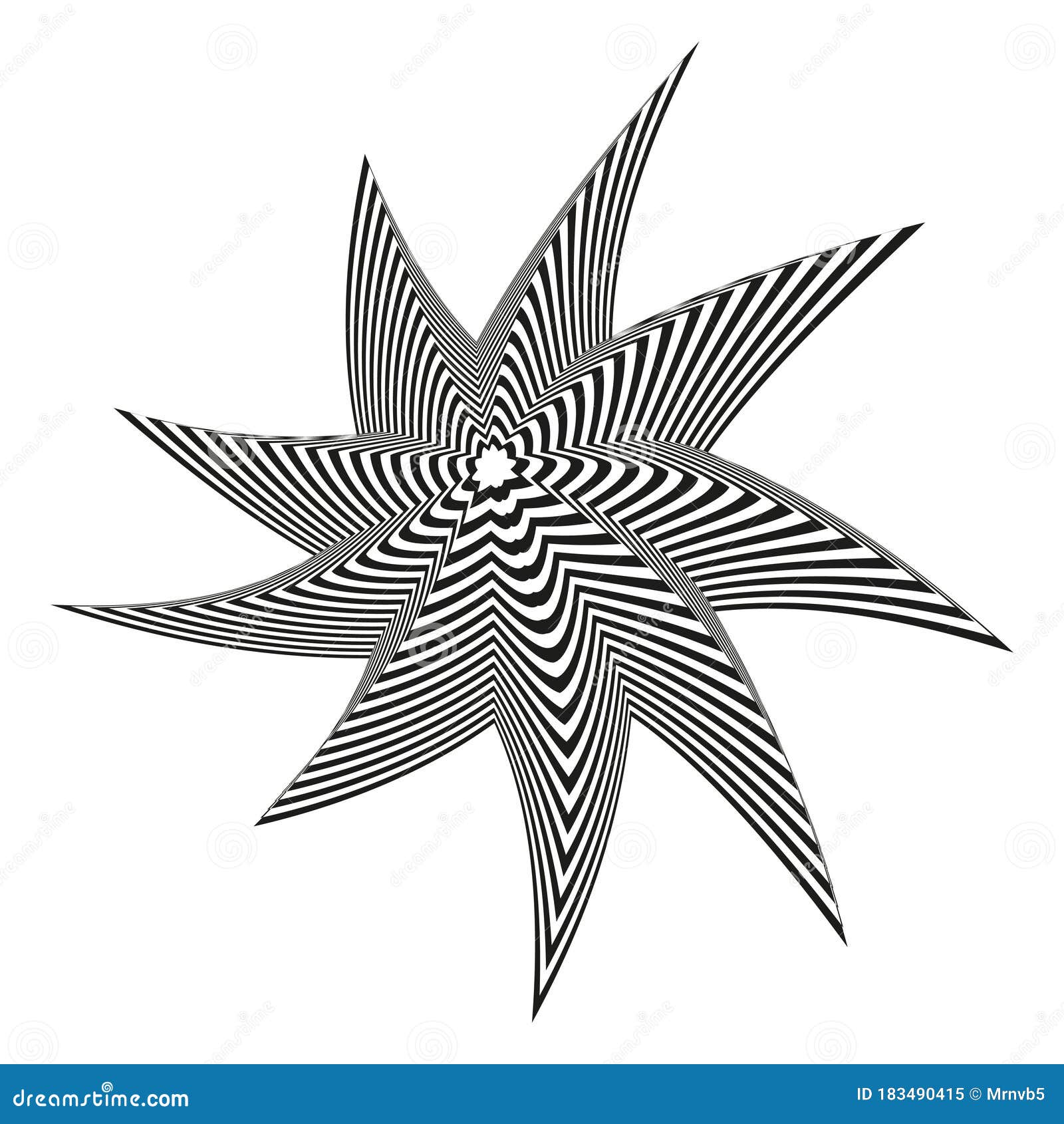 Abstract Black and White Striped Star. Geometric Pattern with Visual ...