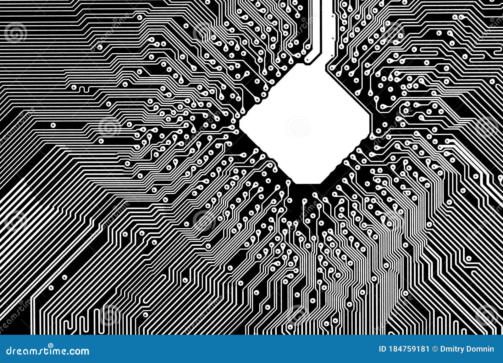 Black Circuit Board With Electronic Pathways And Components Stock Photo ...