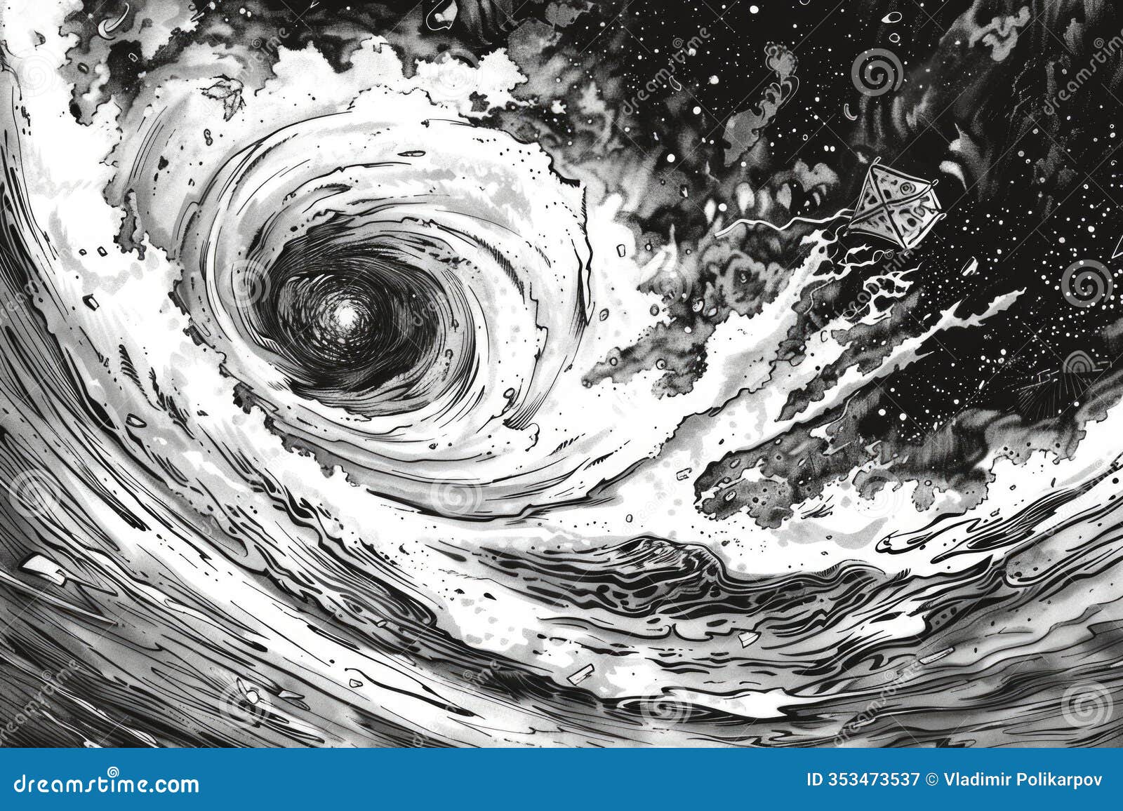 Abstract Black and White Vortex Drawing, Suitable for Graphic Design ...