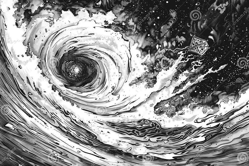 Abstract Black and White Vortex Drawing, Suitable for Graphic Design ...